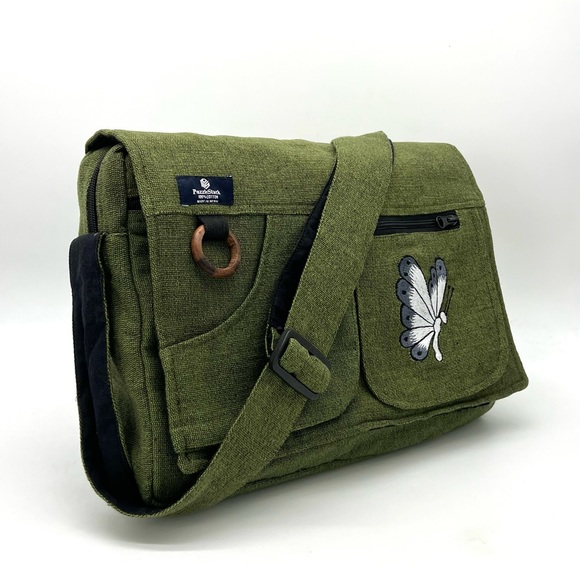 Puzzlestack | Bags | Butterfly Embroidered Cotton Laptop Messenger Bag ...